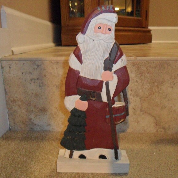 Holiday | New Folk Art Hand Carved Santa Folklore 12 Tall Wooden | Poshmark
